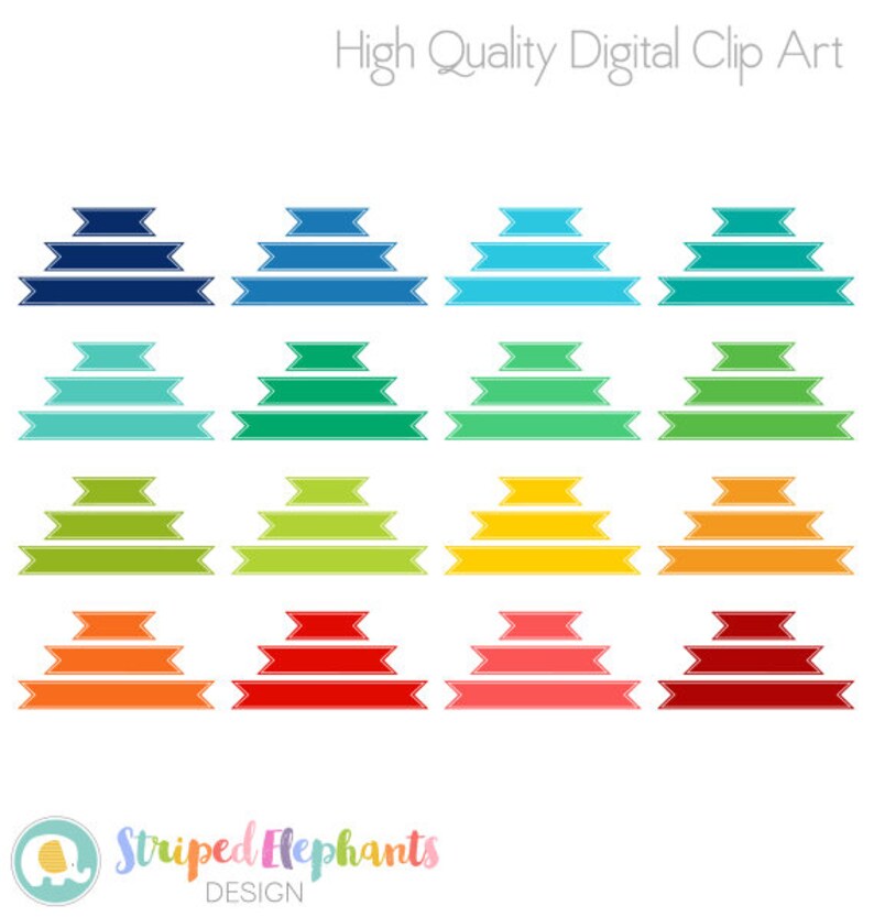 Ribbon Banner Clip Art Digital Clipart Instant Download Commercial Use ...