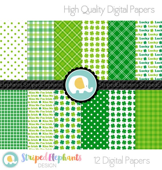 St Patrick's Day Digital Paper Pack St Patricks Digital | Etsy