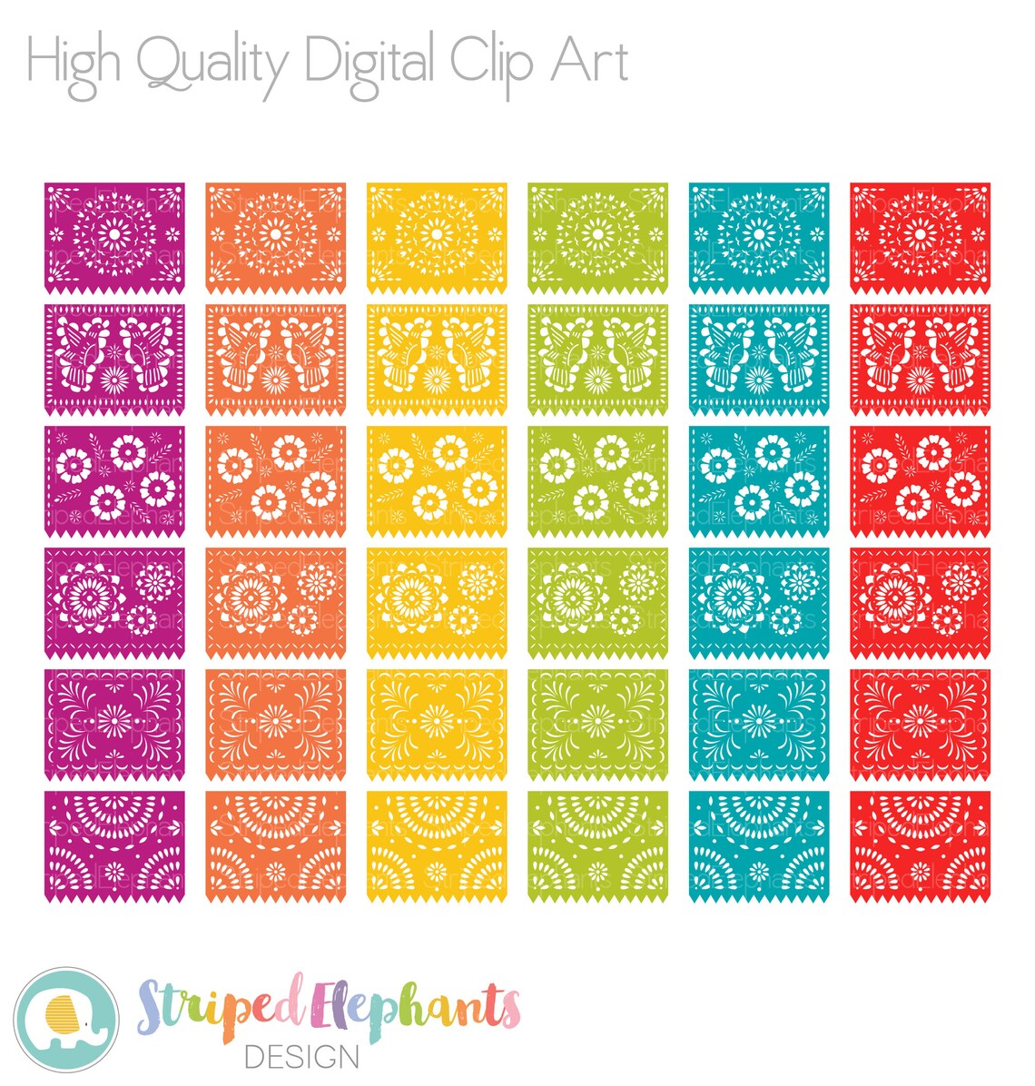 Printable Papel Picado Clipart SVG Cut Files Digital Mexican - Etsy