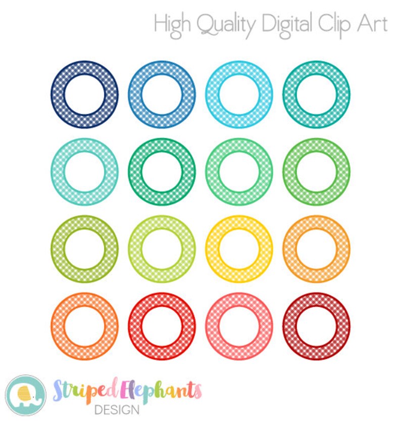 Gingham Circle Digital Frames Clip Art Frames Instant - Etsy