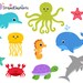 Sea Creatures Clip Art Under the Sea Clipart Ocean Animals Clip Art ...