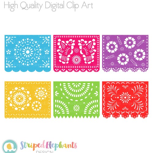 Papel Picado Clipart Cut Files Printable Mexican Banners | Etsy Canada
