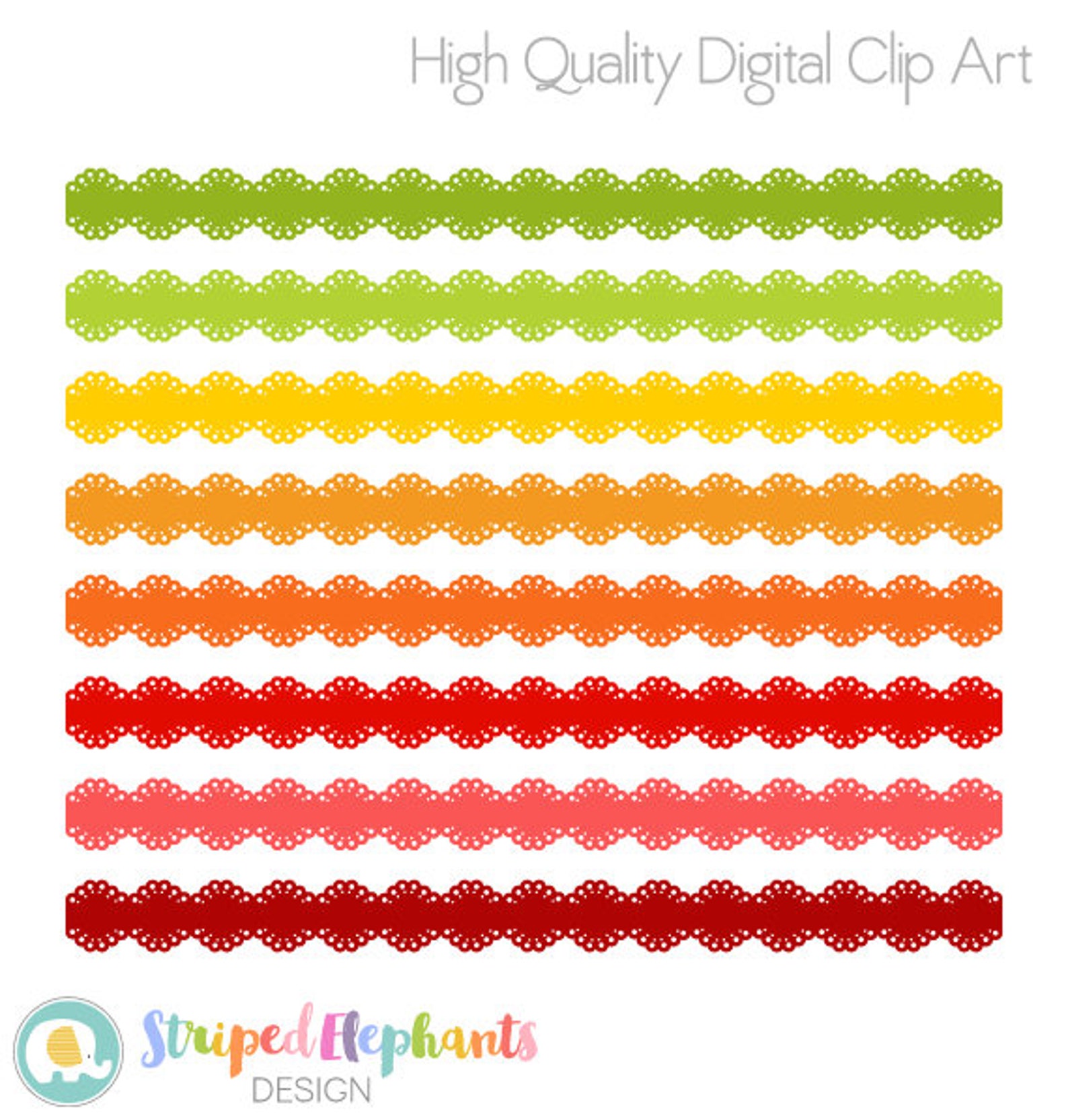 Clip Art Edging Scalloped Lace Digital Borders Clipart | Etsy