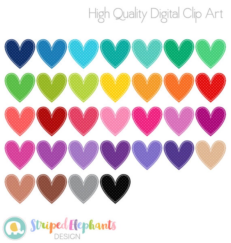 Heart Clip Art Clip Art Basics Polka Dot Hearts Instant Download ...
