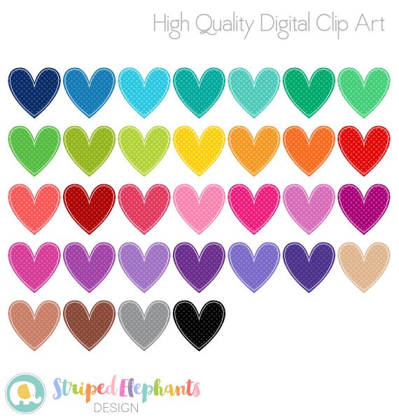 Heart Clip Art Clip Art Basics Polka Dot Hearts Instant Download ...