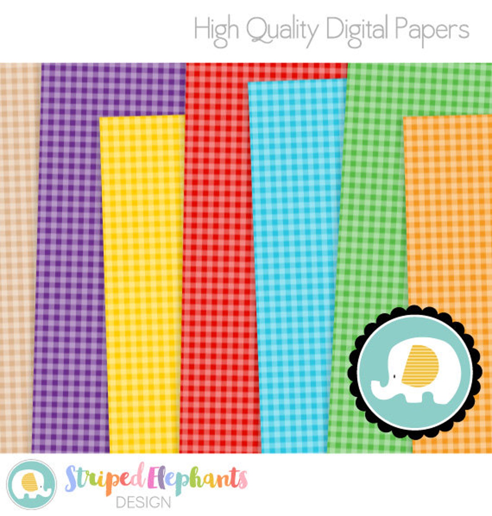 Gingham Digital Papers White, Gingham Digital Scrapbook Paper, Check ...