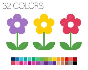 Flower Clipart-hand Drawn Clip Art-retro Flower Clipart Set-spring ...