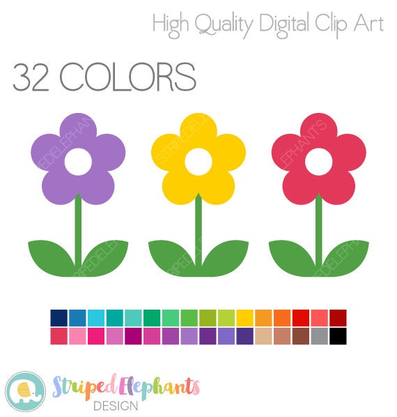 Flowers With Stems Clipart Flowers Digital Clip Art Floral Clipart ...