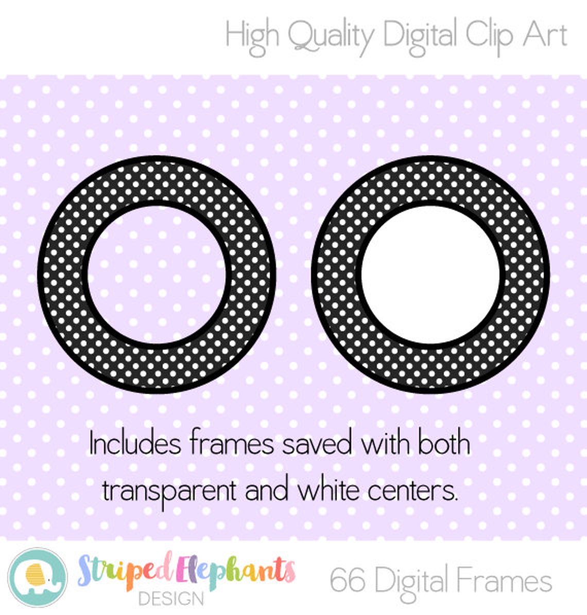 Polka Dot Circle Digital Frames Printable Circle Frames | Etsy