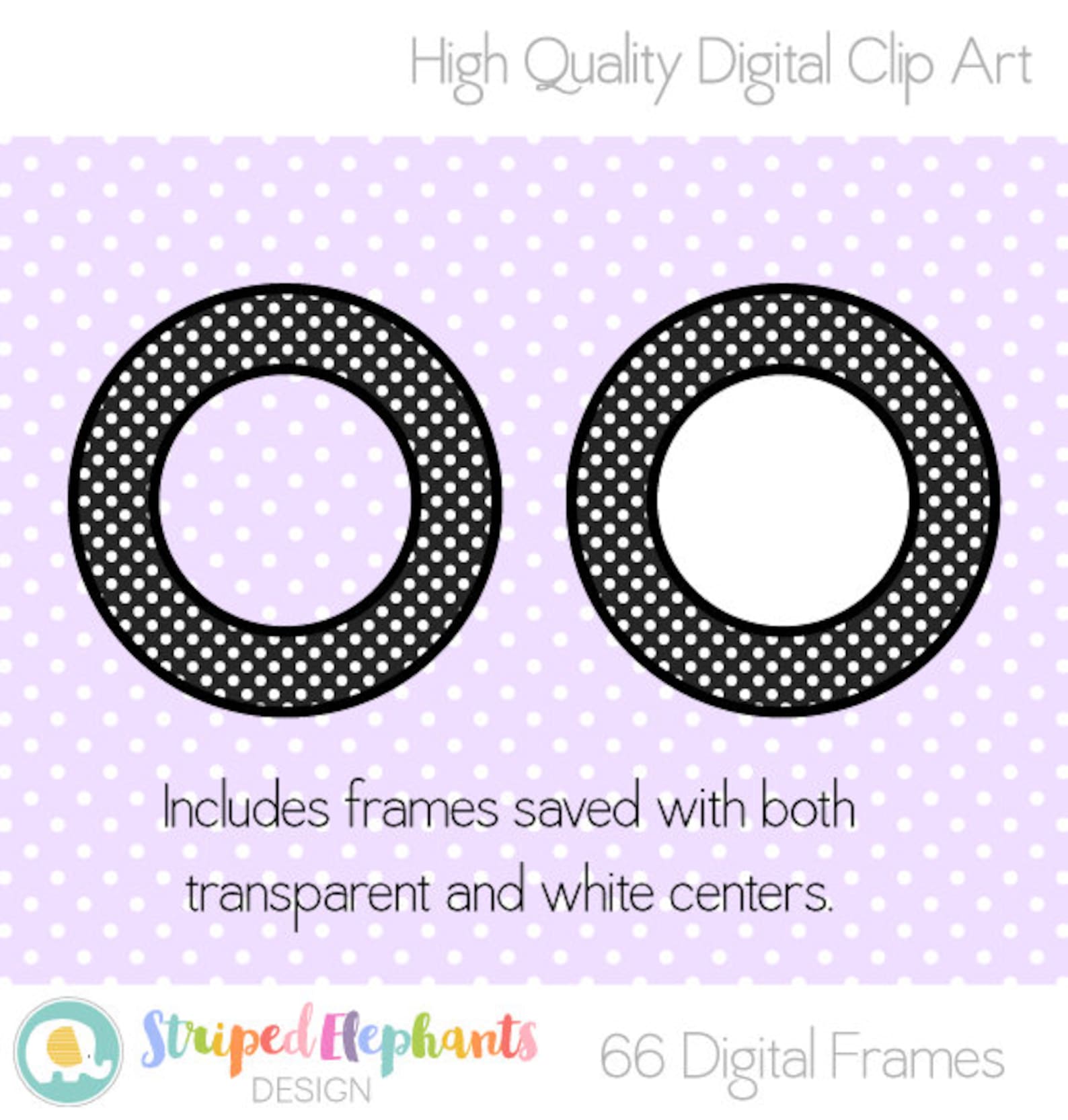 Polka Dot Circle Digital Frames Printable Circle Frames | Etsy