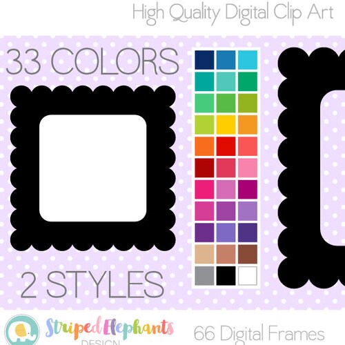 Cutout Scalloped Circle Digital Frames 3 Clipart Digital | Etsy