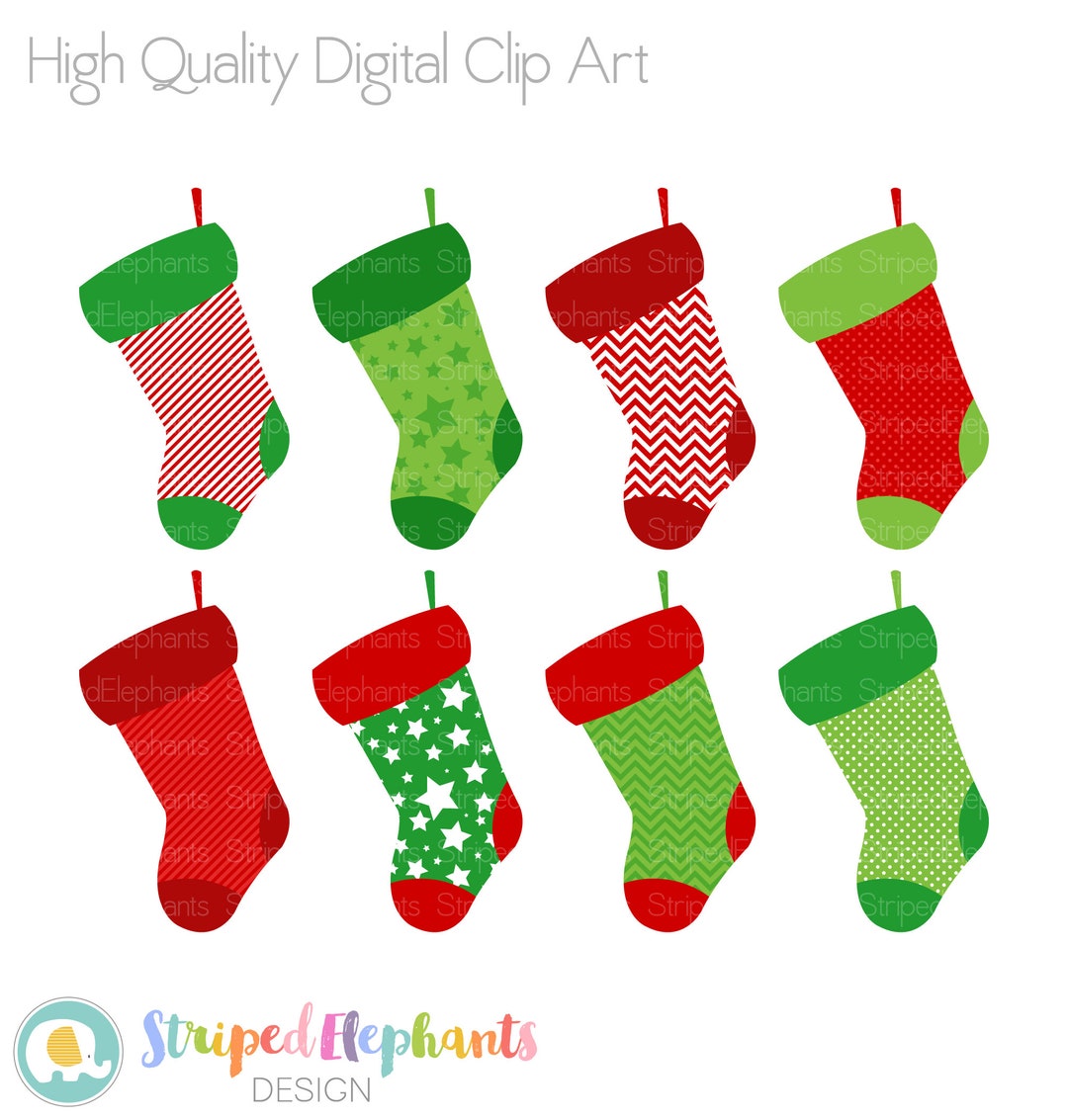 Christmas Stocking Clip Art Digital Clip Art Instant Download ...