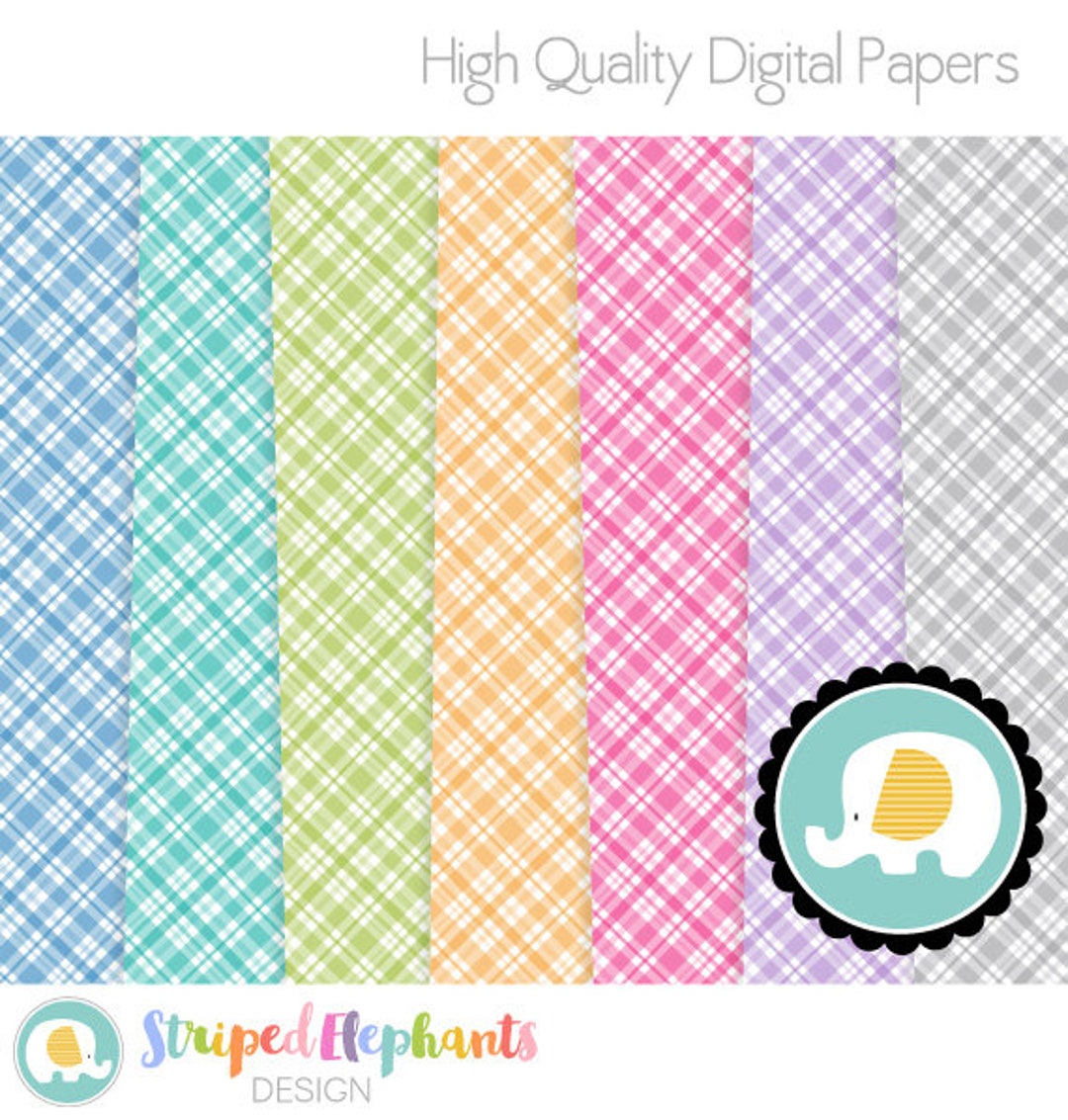 Plaid Digital Paper Pack, Plaid Digital Scrapbook Paper, Gingham ...