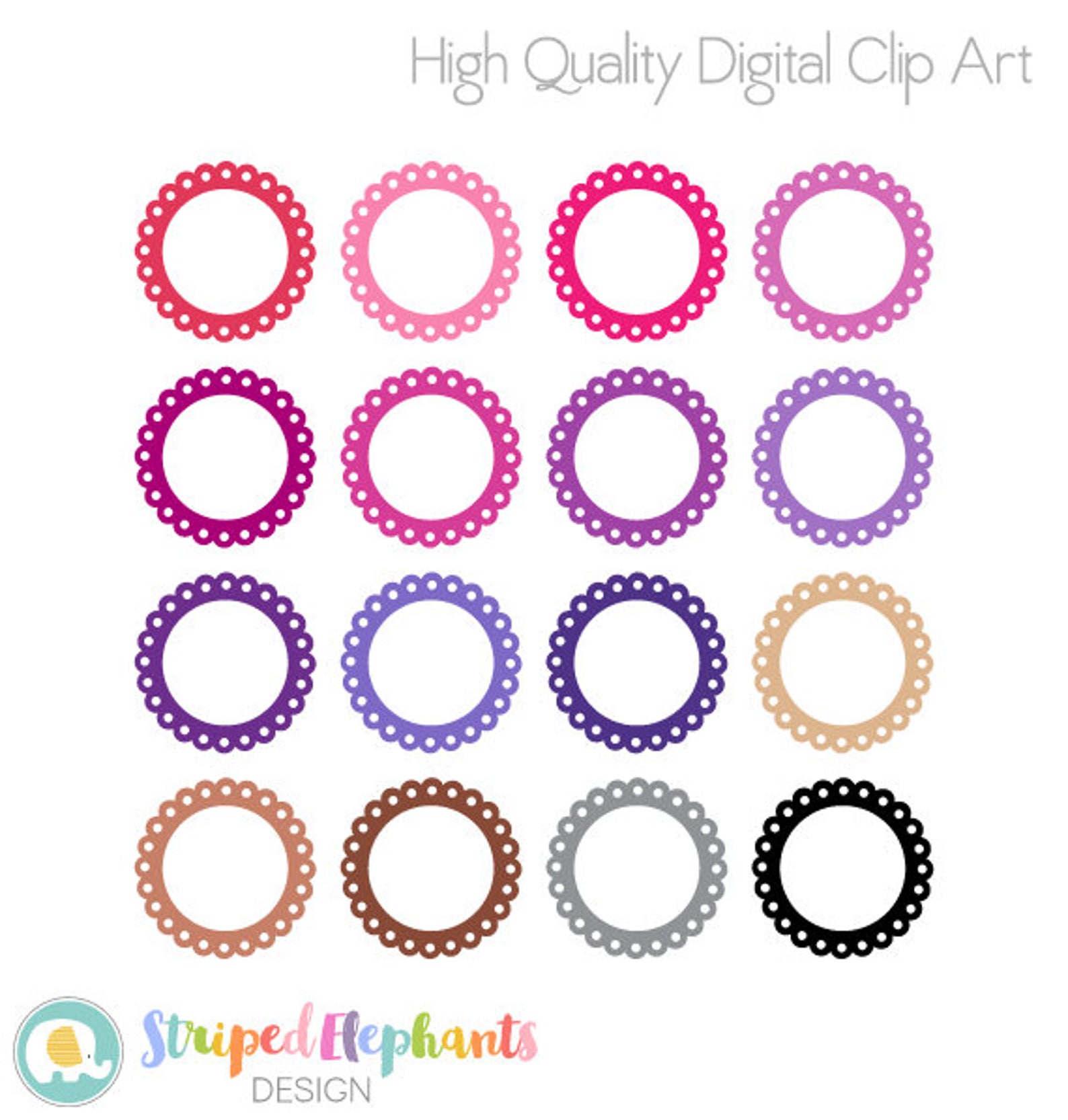 Flower Frames Clip Art Frames Instant Download - Etsy