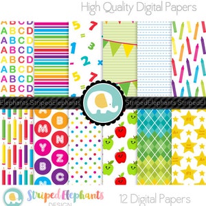 School Digital Paper Pack, School Digital Background, Digital Scrapbook ...