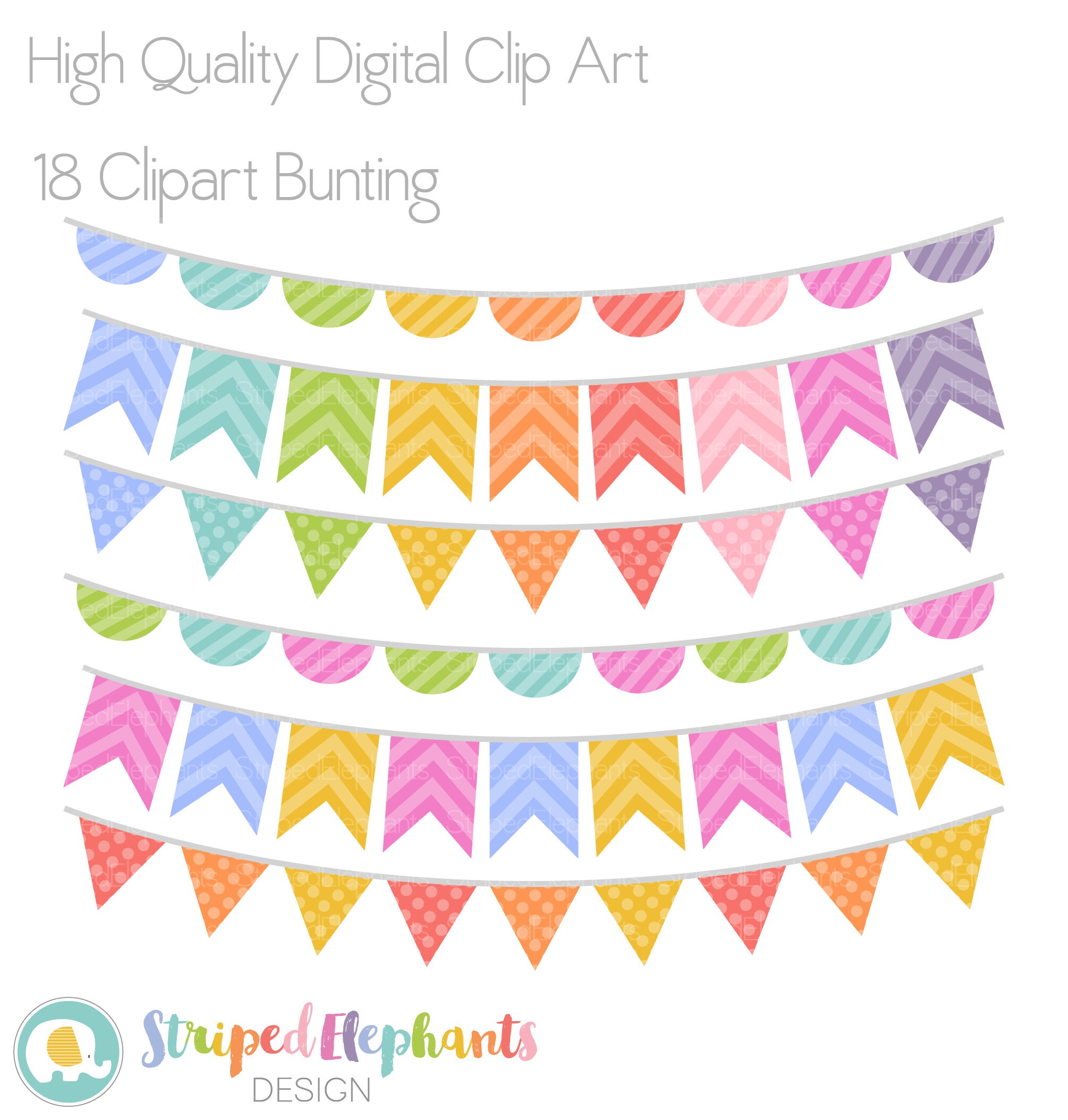 Colorful Bunting Clip Art Rainbow Bunting Clipart Bunting Graphics ...