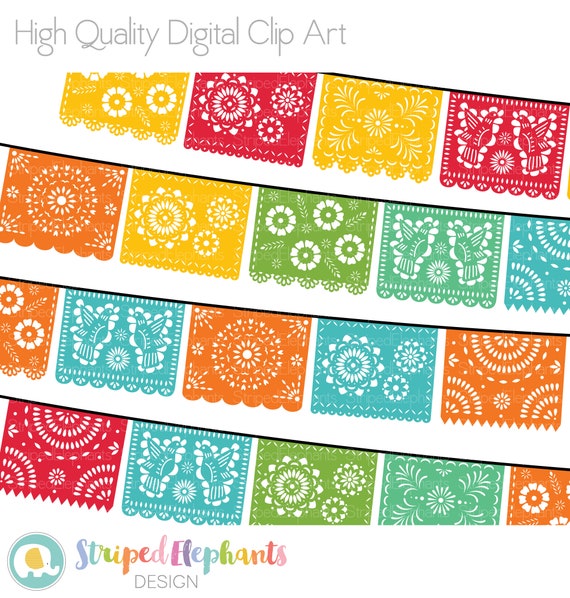 Papel Picado Clipart Cut Files SVG Printable Mexican Banners - Etsy