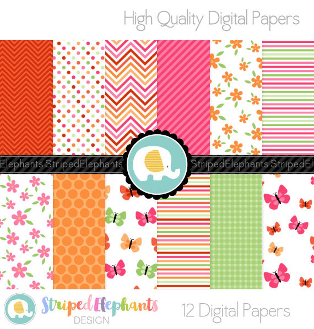 Spring Flowers Digital Papers Digital Scrapbook Paper Floral - Etsy