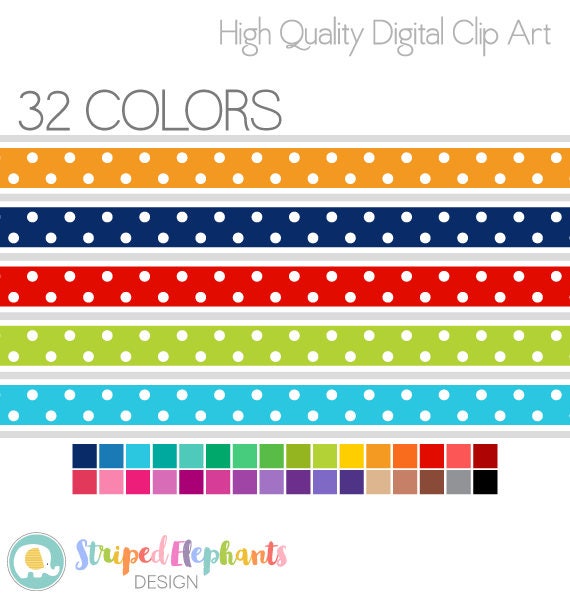 Clip Art Edging Polka Dot Digital Borders Instant Download | Etsy