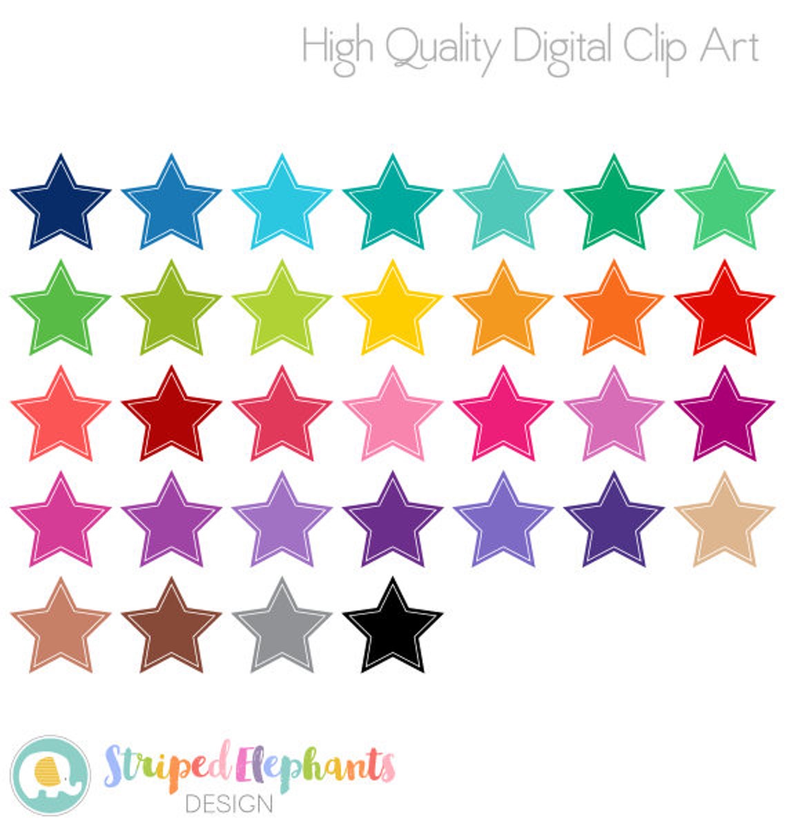 Star Clip Art Stars Digital Clipart Instant Download - Etsy
