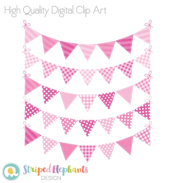 Pink Bunting Clip Art Baby Girl Bunting Flags Clipart Baby - Etsy