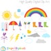 Weather Clipart Rainbow Clip Art Sun Clipart Rain Clipart Instant ...