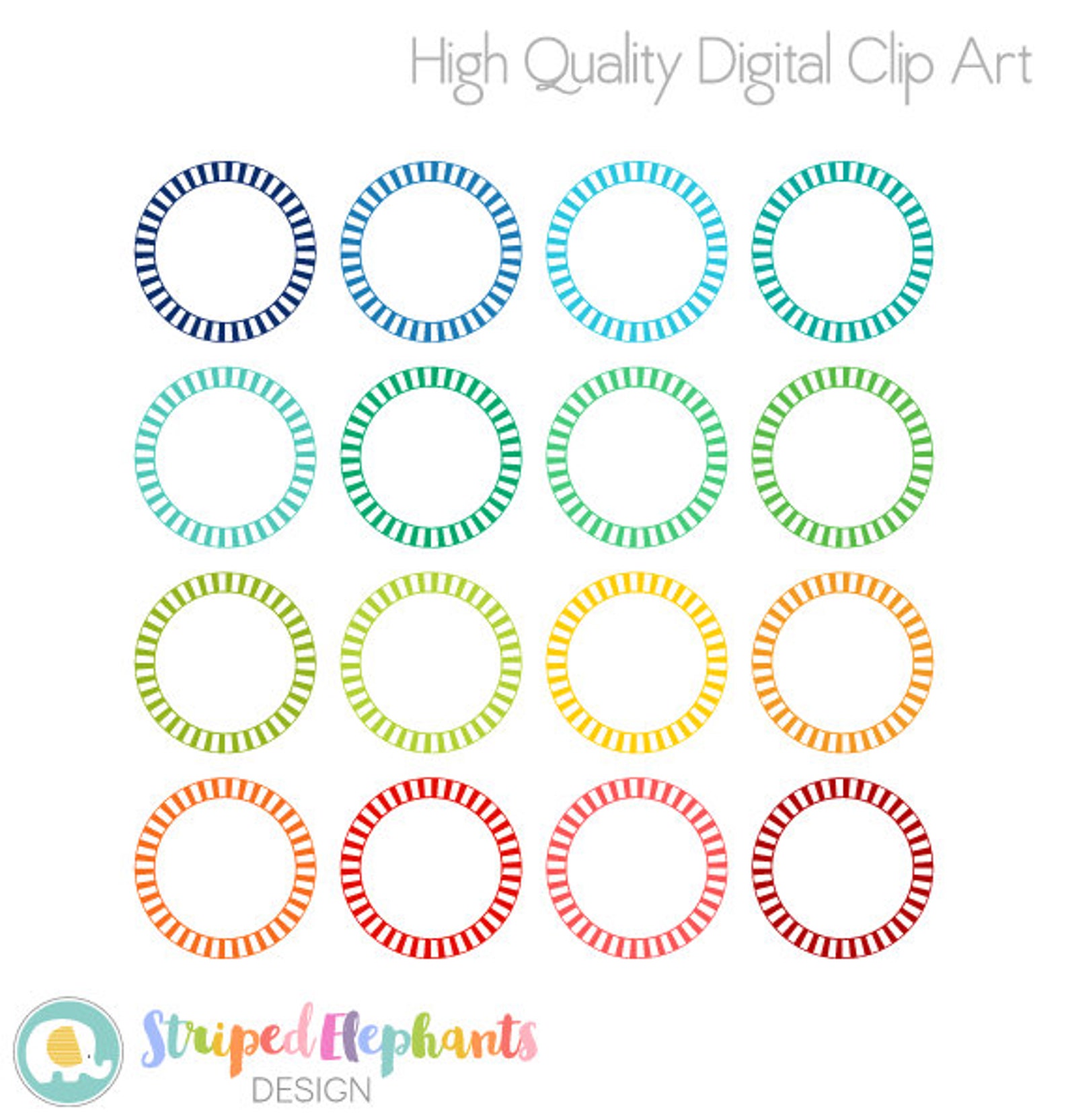 Striped Circle Digital Frames 1 Clipart Borders Printable Labels ...