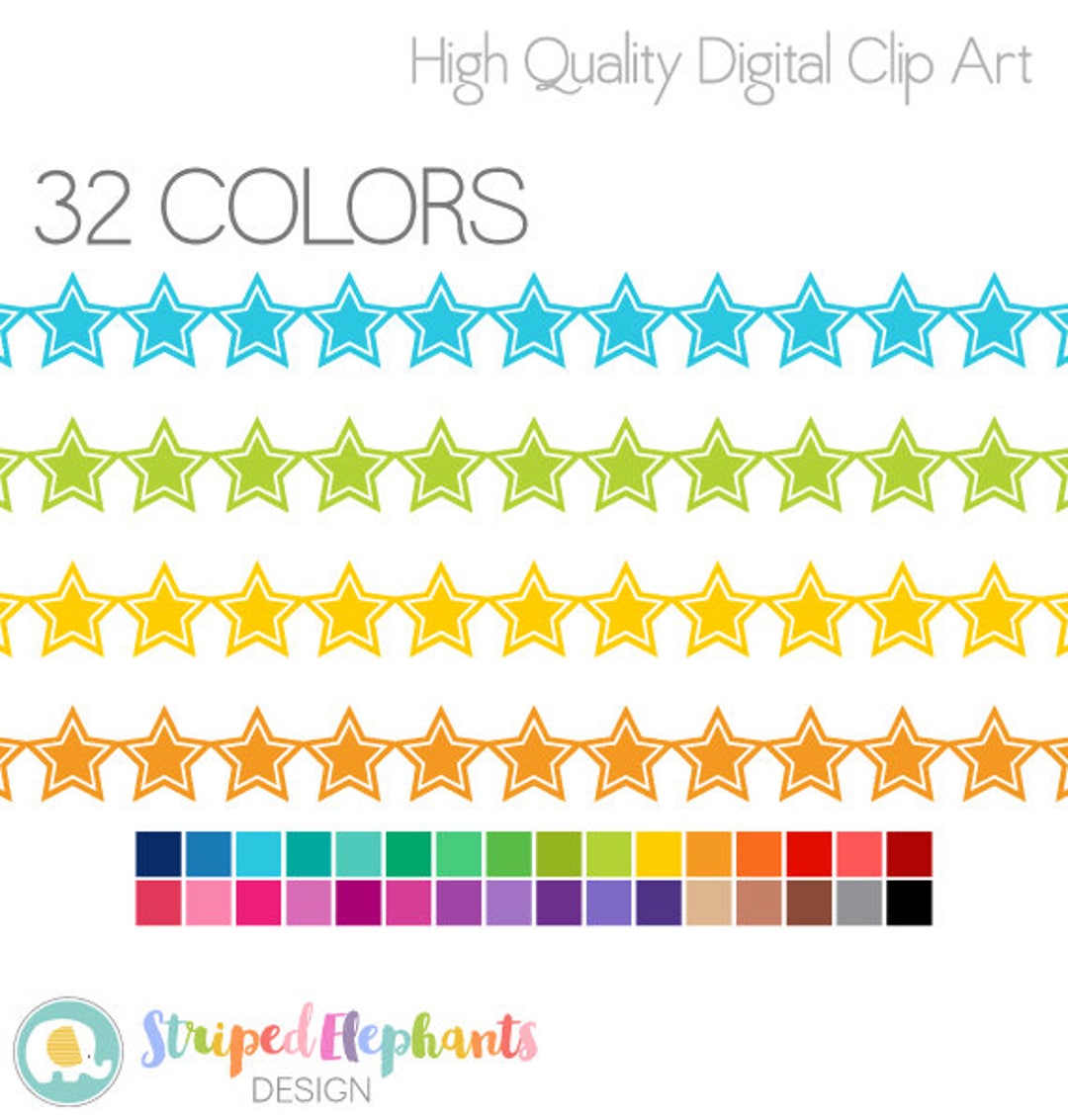 Clipart Borders Star Digital Ribbons Instant Download Commercial Use V3 ...