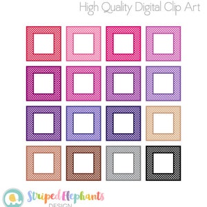 Polka Dot Square Digital Frames Printable Clipart Borders Clip Art ...