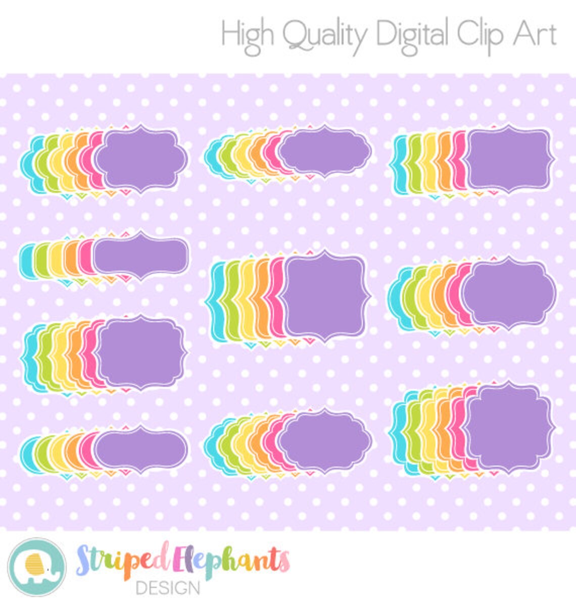 Fancy Colored Digital Frames Digital Journaling Spots - Etsy