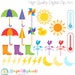 Weather Clipart Rainbow Clip Art Sun Clipart Rain - Etsy