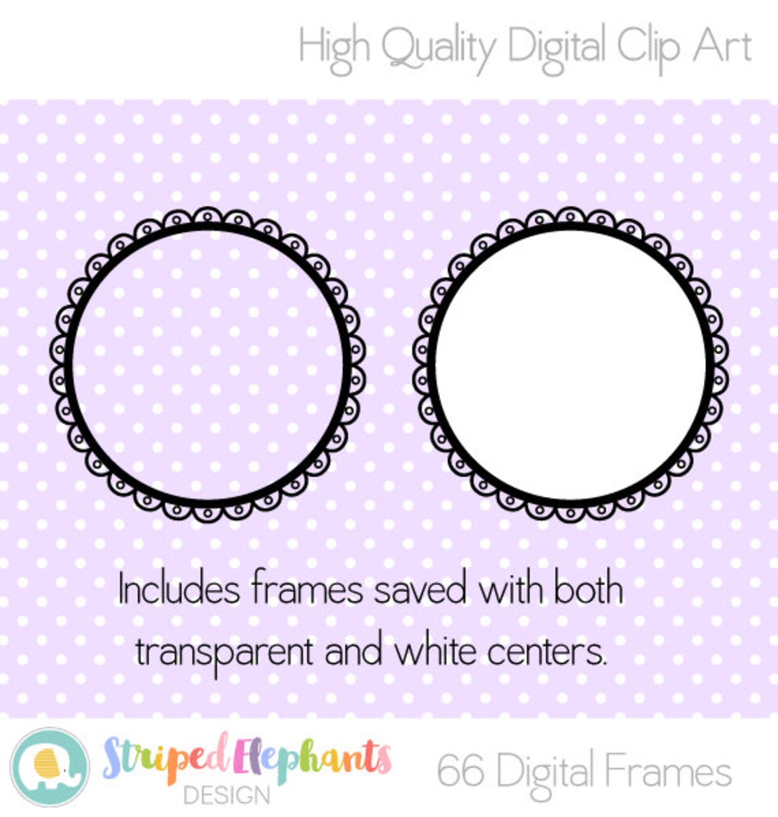 Cutout Scalloped Circle Digital Frames 3 Clipart Digital Frames Instant ...