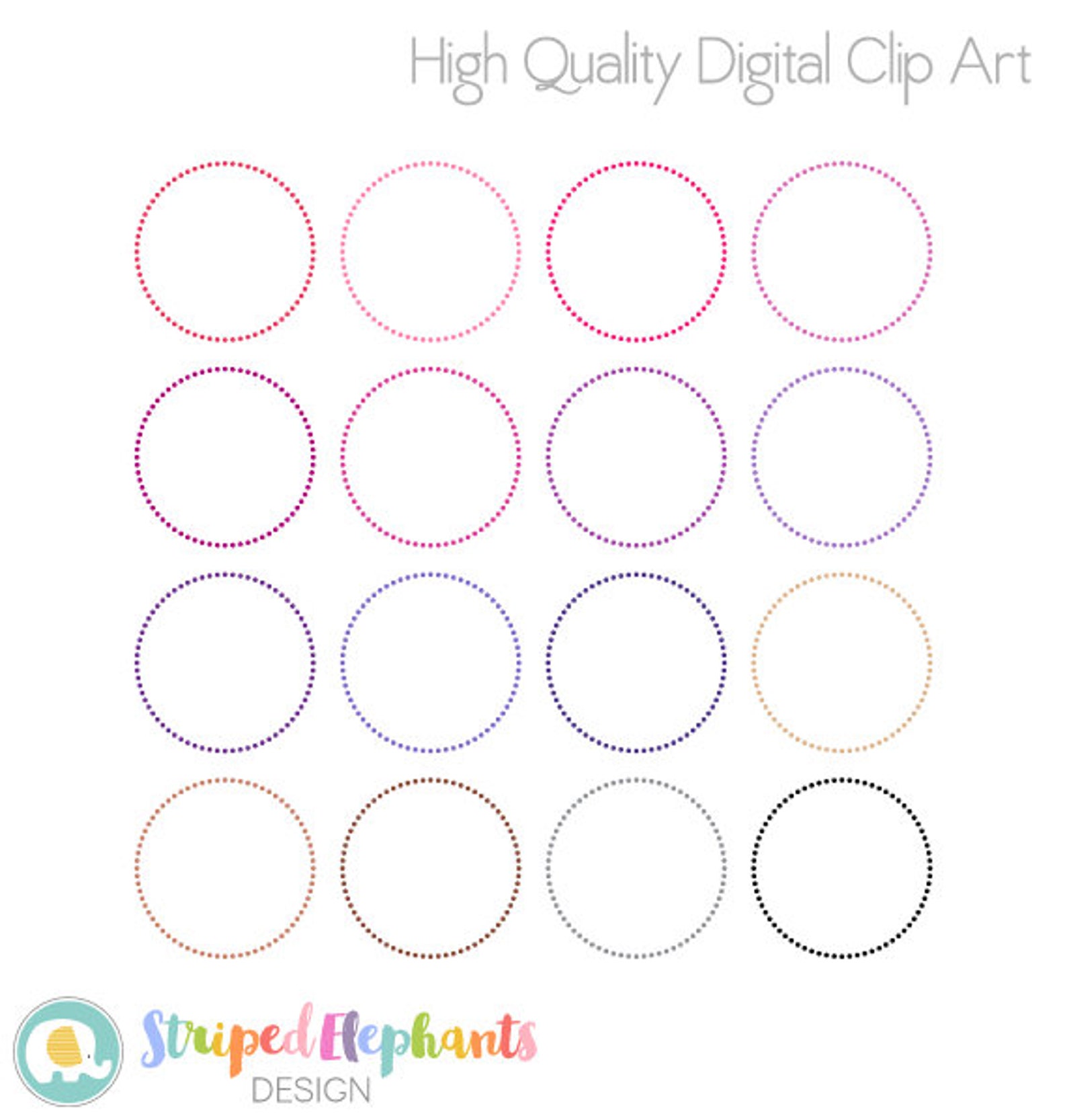 Dotty Circle Digital Borders Clip Art Frames Instant | Etsy