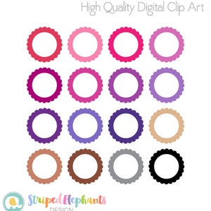 Scalloped Circle Frames Clipart Frames Digital Borders Round Printable ...