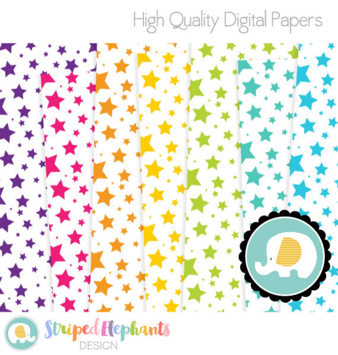 Crazy Star Digital Paper Pack White, Stary Digital Scrapbook Papers ...