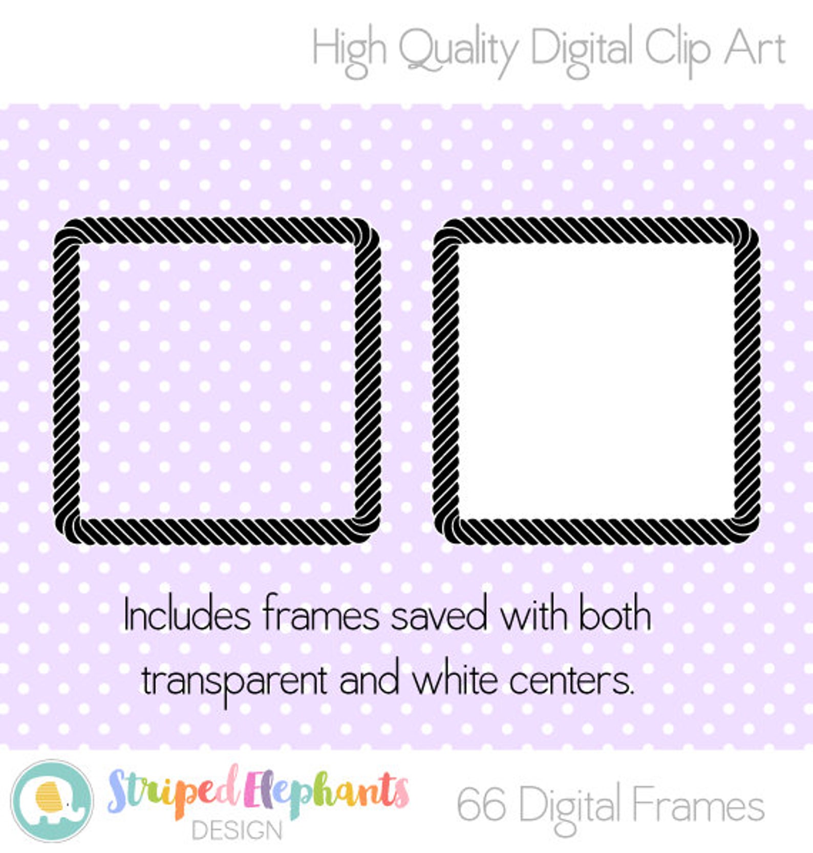 Digital Frames Rope Clip Art Frames Square Printable | Etsy