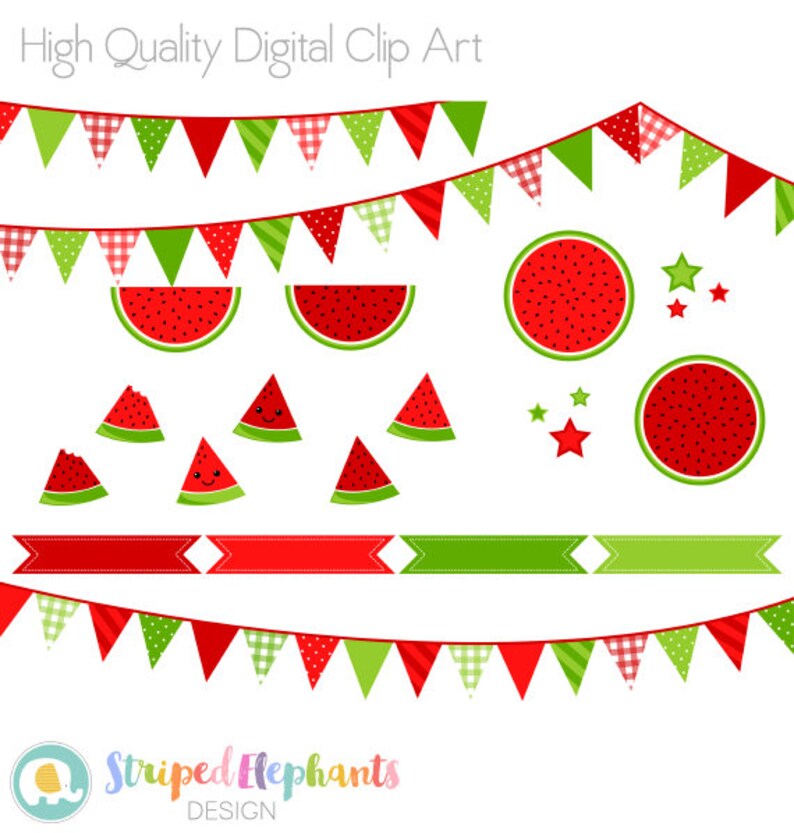 Watermelon Clip Art Fruit Digital Clip Art Cute Clipart - Etsy