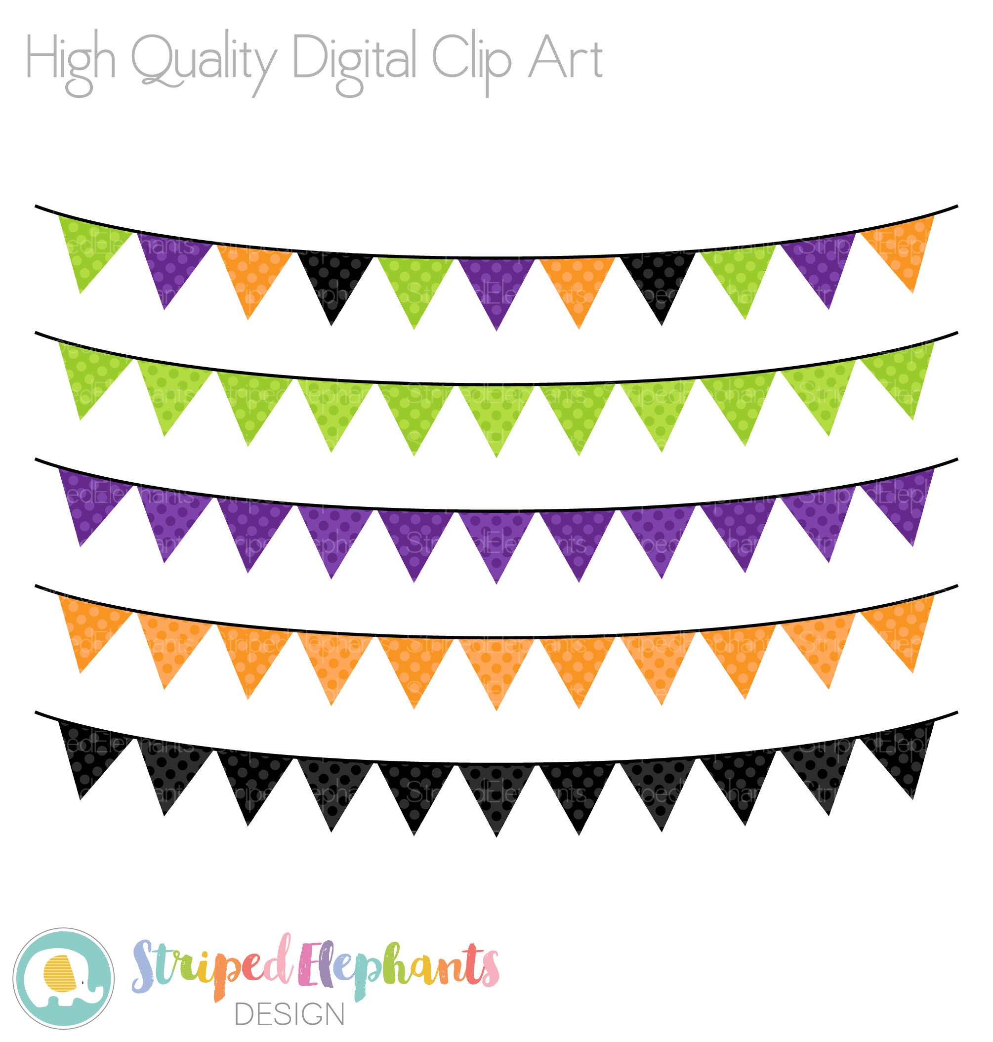 Halloween Clip Art Bunting Halloween Banner Flags Clipart - Etsy UK