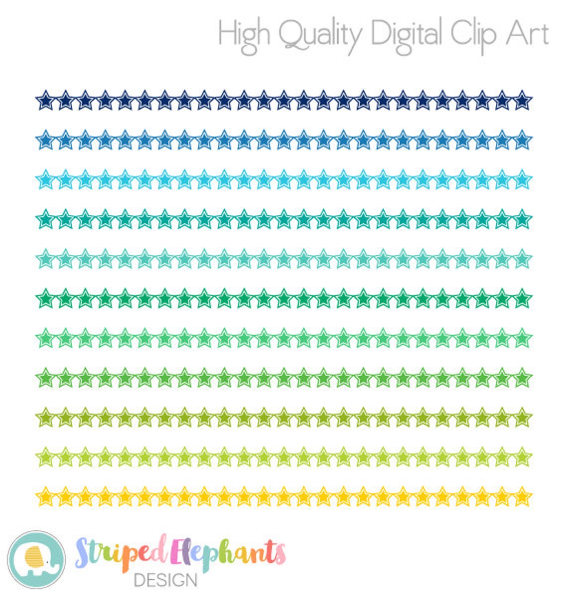 Clipart Borders Star Digital Ribbons Instant Download | Etsy