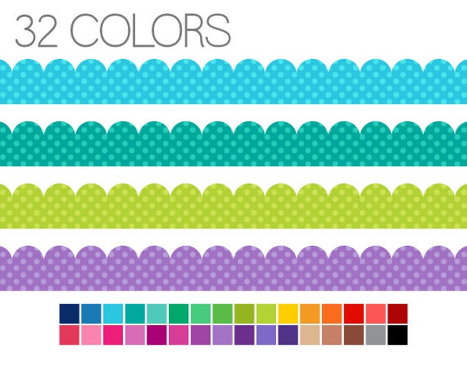 Scalloped Digital Border Polka Dot Digital Clipart Edging Instant ...