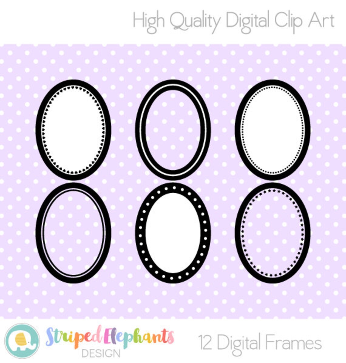 Oval Digital Frame Collection Clip Art Frames Instant | Etsy