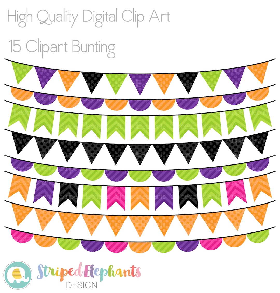 Halloween Clip Art Bunting, Halloween Banner Flags Clipart, Halloween ...
