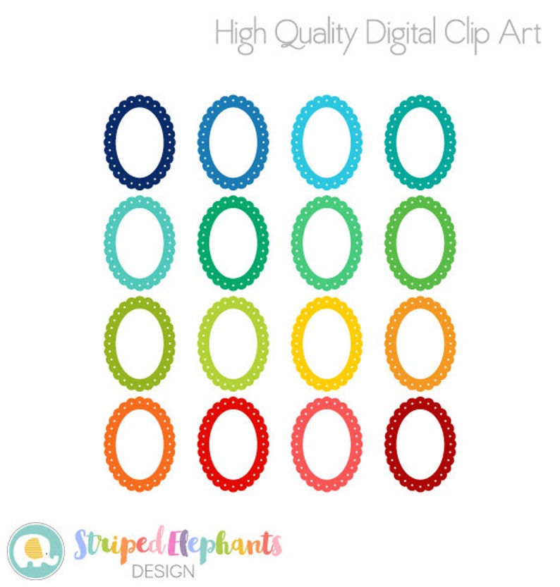 Dotted Scalloped Oval Digital Frames Clipart Frames - Etsy