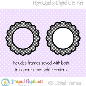 Gingham Flower Digital Frames Clip Art Frames Instant Download ...