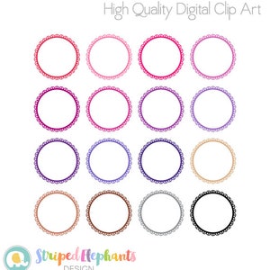 Cutout Scalloped Circle Digital Frames 3 Clipart Digital Frames Instant ...