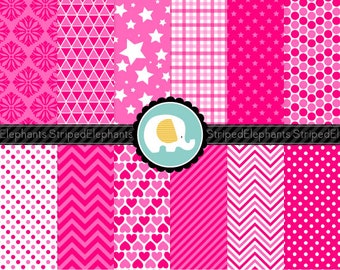 Hot Pink Digital Paper | Etsy