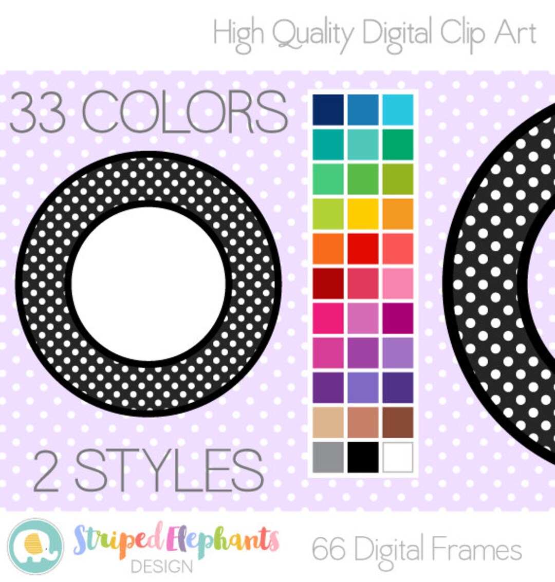 Polka Dot Circle Digital Frames Printable Circle Frames Clip Art Frames ...
