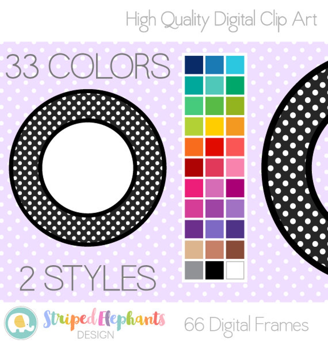 Polka Dot Circle Digital Frames Printable Circle Frames | Etsy