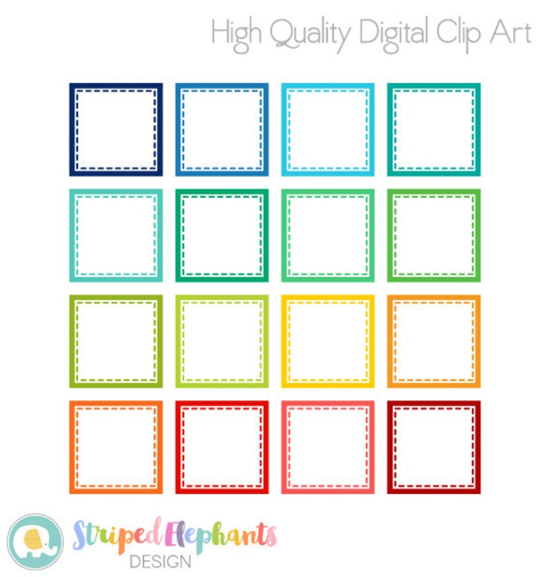 Stitched Square Digital Frames Clipart Borders Printable - Etsy