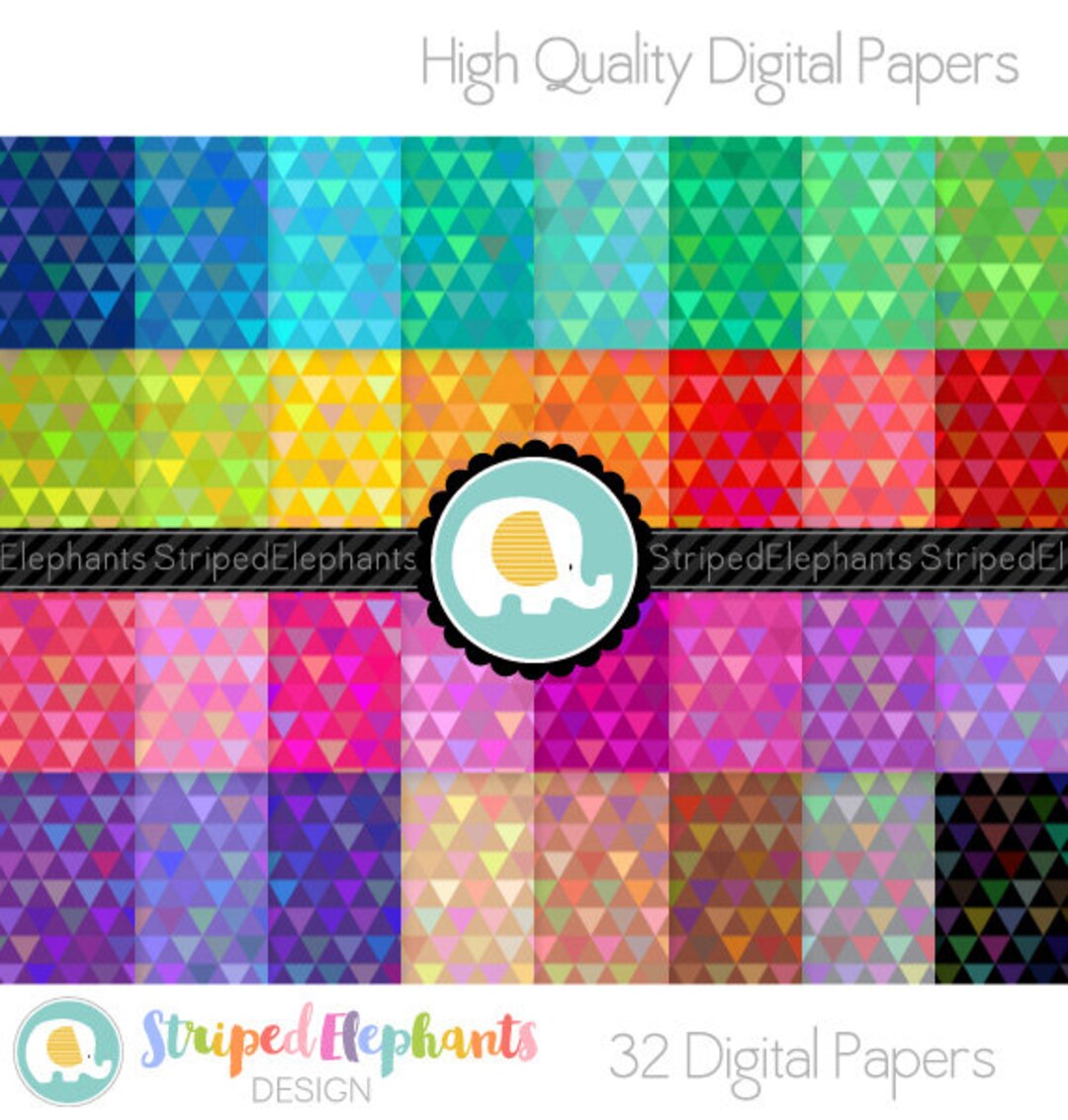 Sparkly Triangle Digital Paper, Bright Digital Scrapbook Paper, Digital ...